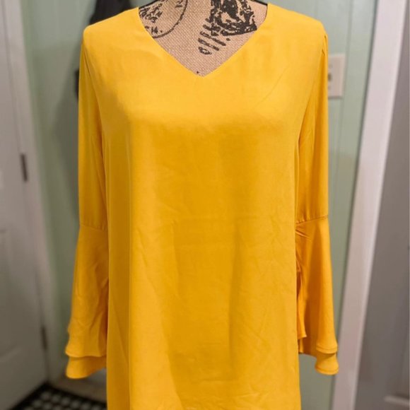 K Jordan | Tops | K Jordan Yellow Bellsleeved Blouse | Poshmark